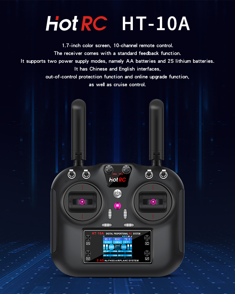 Hotrc Hot rc HT-10A HT10A 2.4Ghz 10CH Remote Controller Mode 2 Left ...