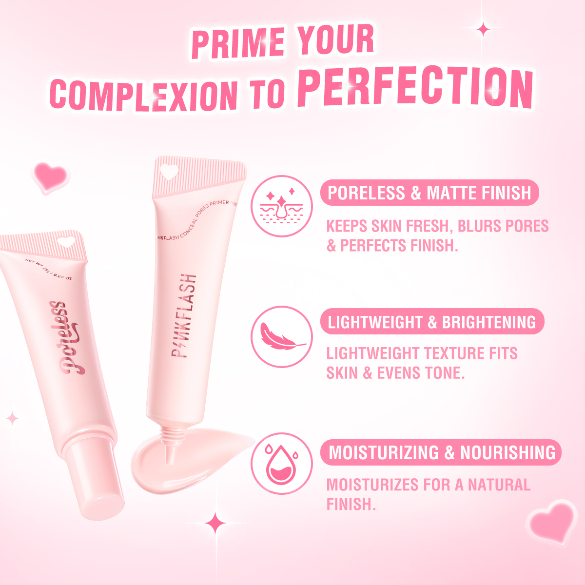 PINKFLASH Oil Control Primer Invisible Pore Brighten Skin Lightweight ...