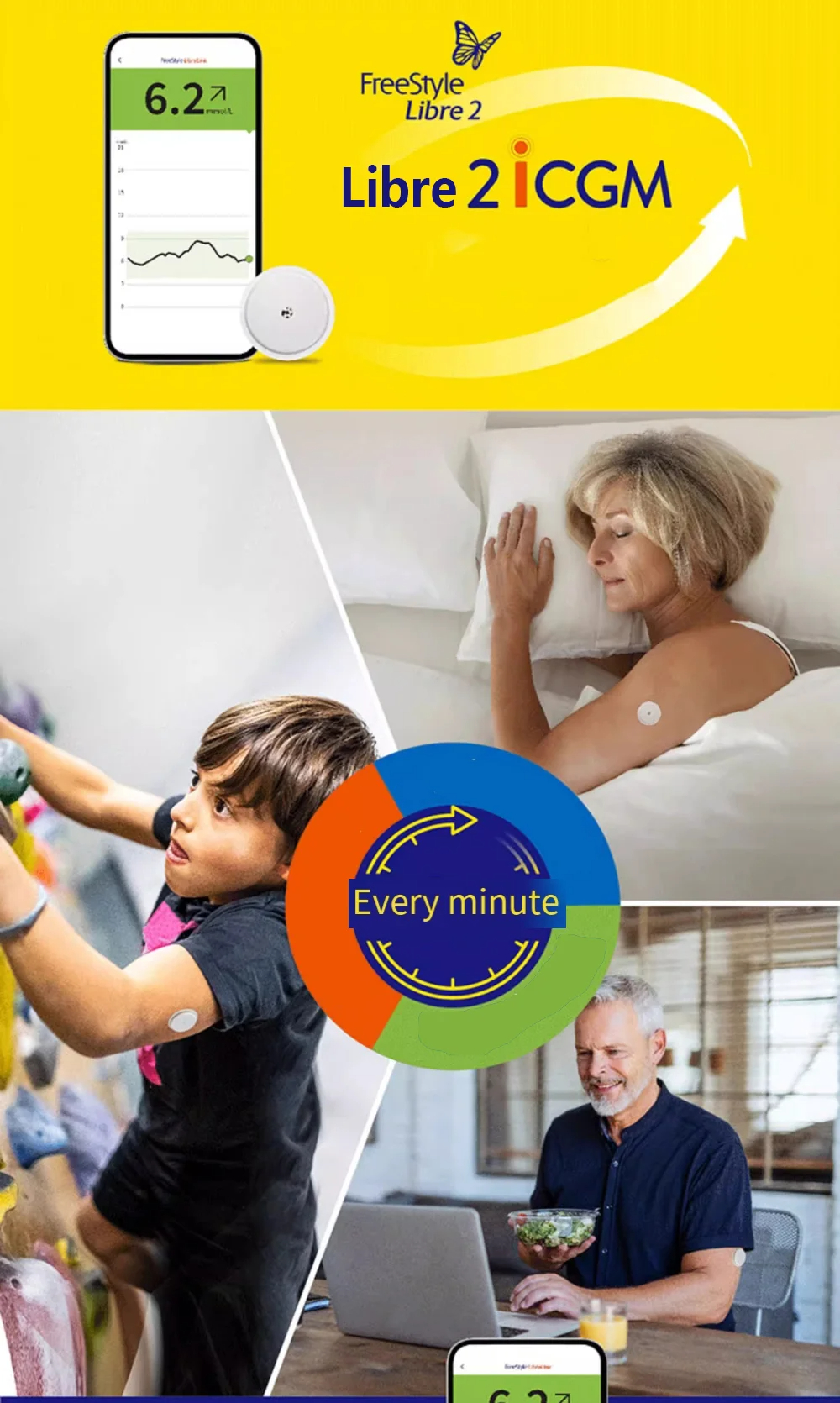 Freestyle Libre 2 iCGM 24H Realtime Glucose Monitoring Free Finger ...