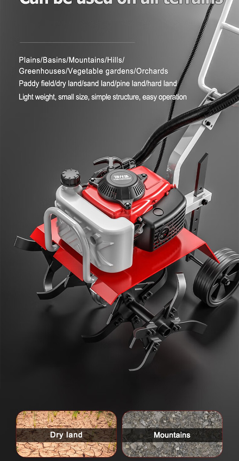 Micro-Tiller Plowing Soil Turning Wasteland Reclamation Gasoline Multi ...