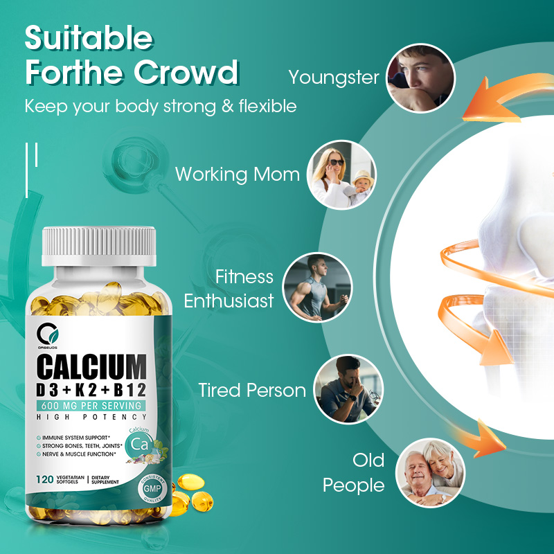 Orgeuos Calcium Supplement With Vitamin D3+K2+B12 Capsule Enhance Bone Density and Protect Joint ...