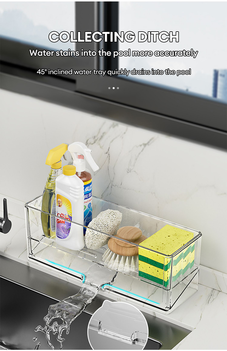 ICIC Kitchen Sink Organizer with Drainer Sponge Soap Holder Organizer ...