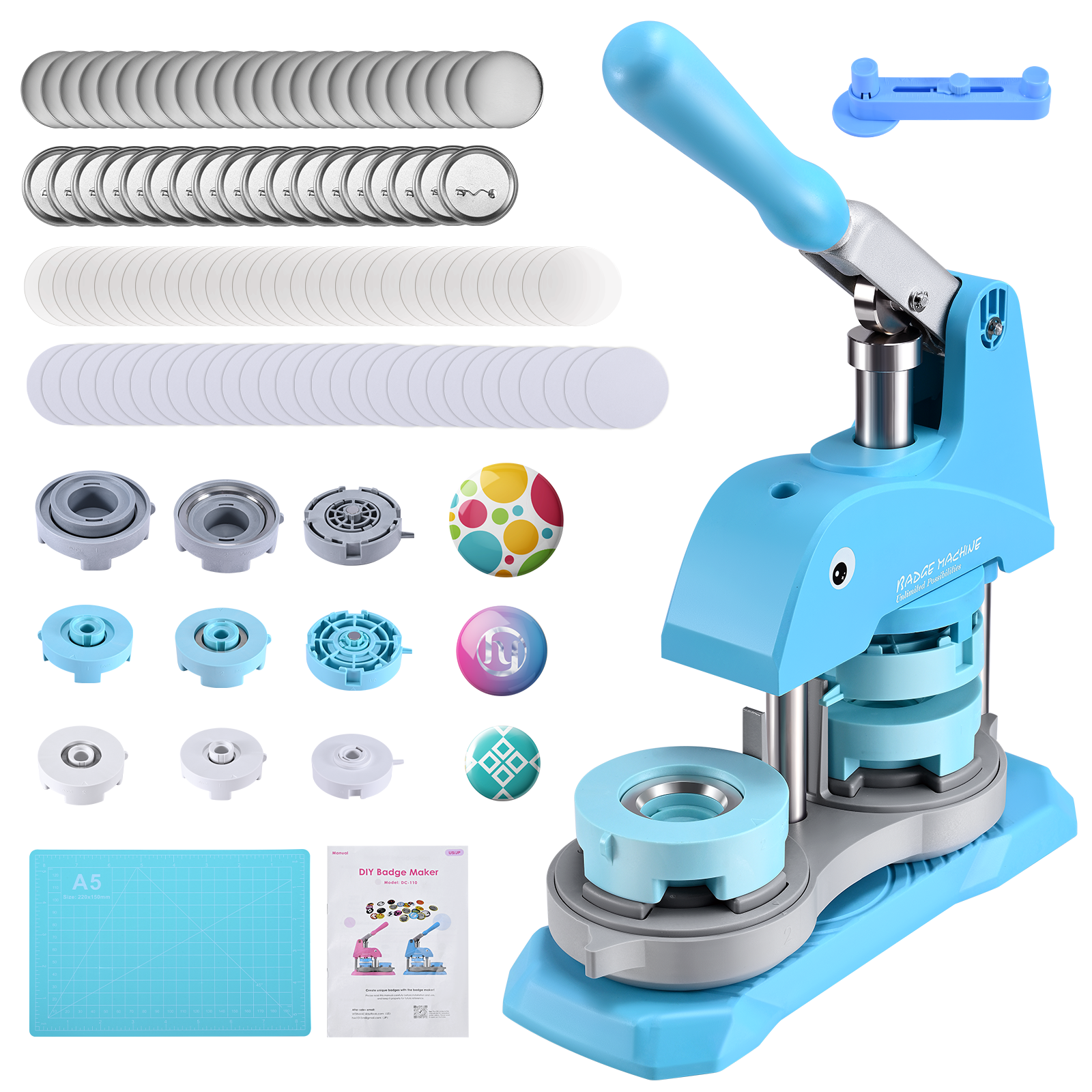 [Local delivery] Button Badge Maker Machine, 25+32+58mm 3 Molds DIY Pin ...