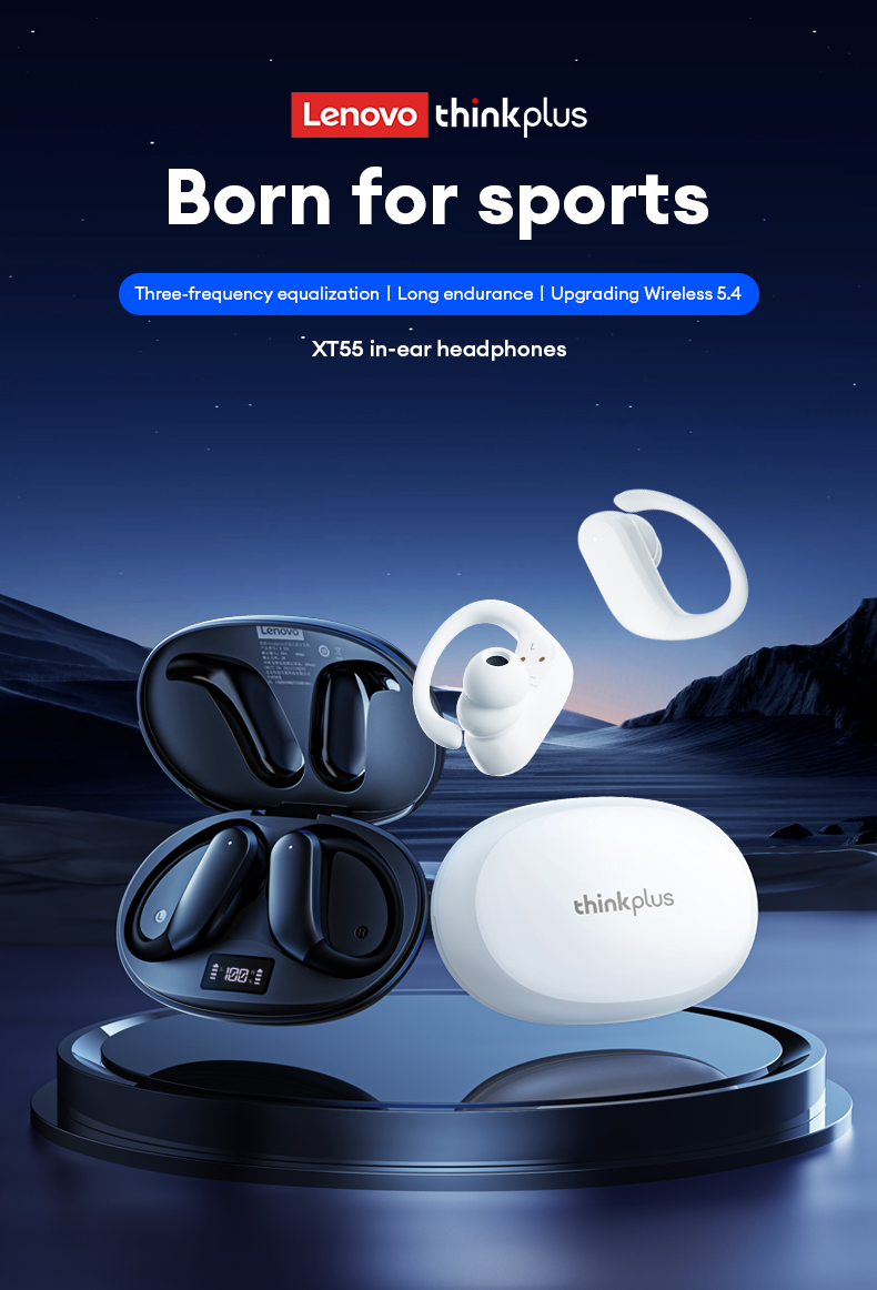 Lenovo XT55 Bluetooth Earphones HIFI Stereo Surround 45H Playtime IPX5 ...