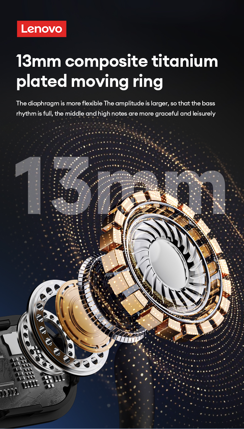 Lenovo XT55 Bluetooth Earphones HIFI Stereo Surround 45H Playtime IPX5 ...