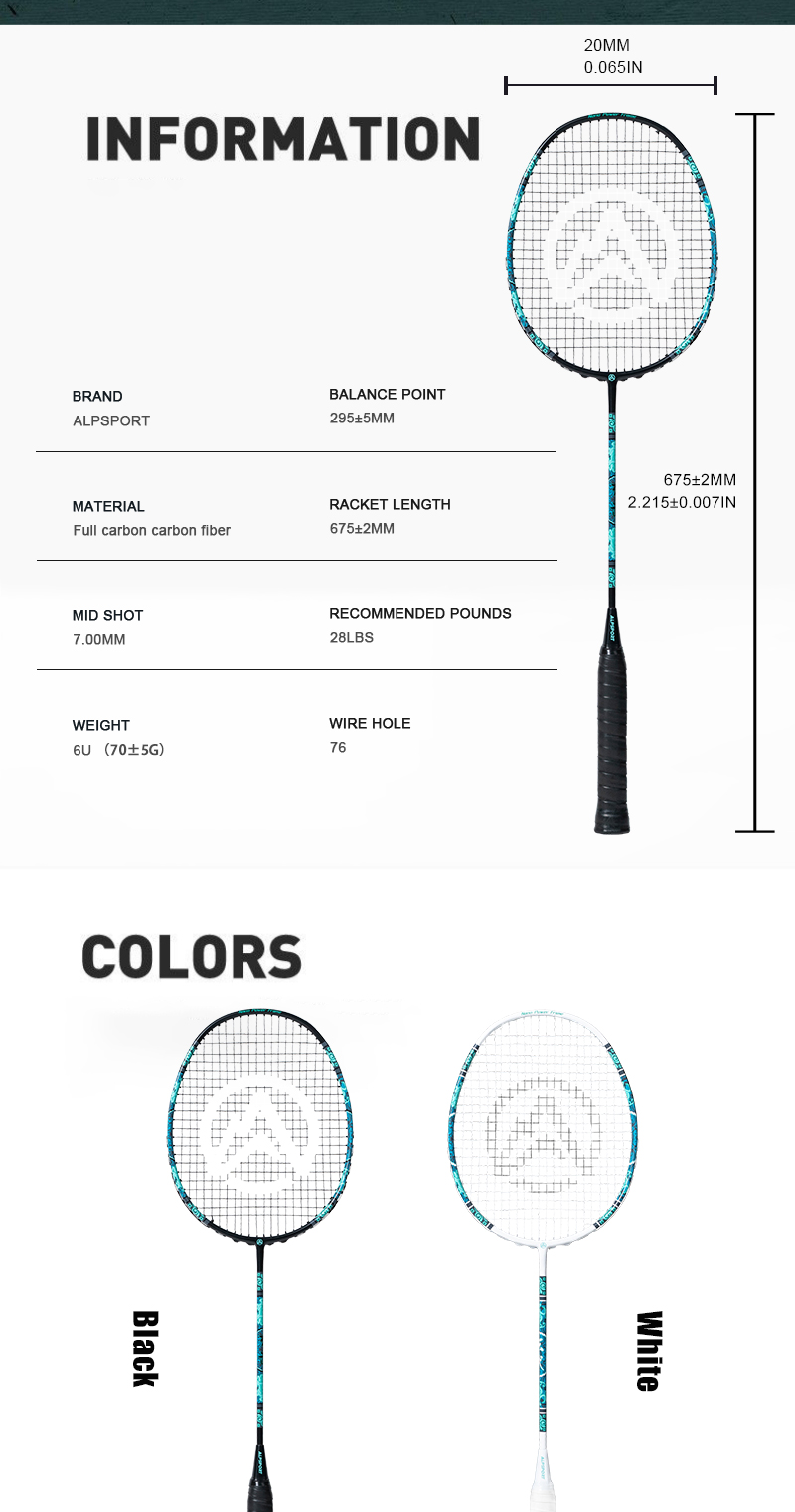 ALP XW 6U Super Light 100% Full Carbon Fiber Badminton Racket With ...