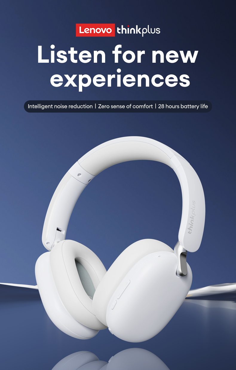 Lenovo TH60 Bluetooth Headphones ANC Active Noise Reduction Up to 28H ...