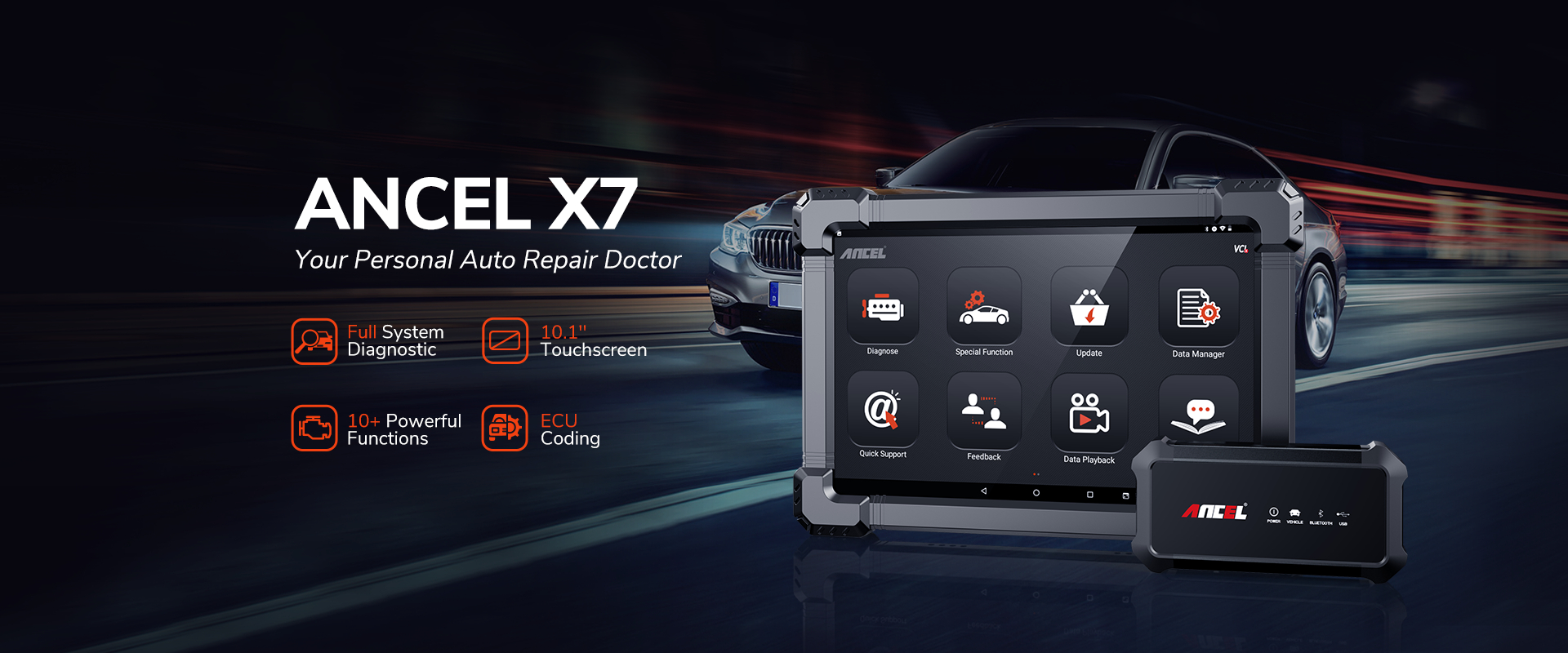 ANCEL X7 Automotive Professional Full System OBD2 Scanner ECU Coding Bi ...