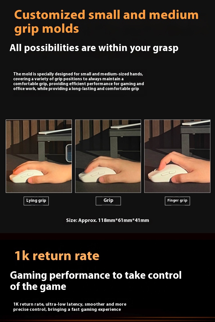 EWEADN X23 Wireless Mouse 12000 DPI PAW3311 Lightweight Three Mode Game ...