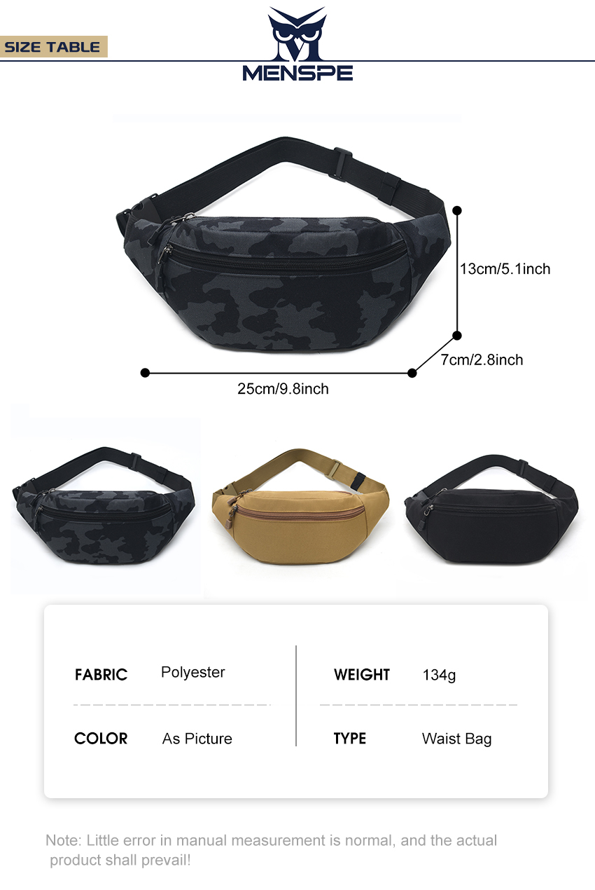 MENSPE Men’s Waist Bag Chest Bag Crossbody Bag Multi-Functional Fitness ...