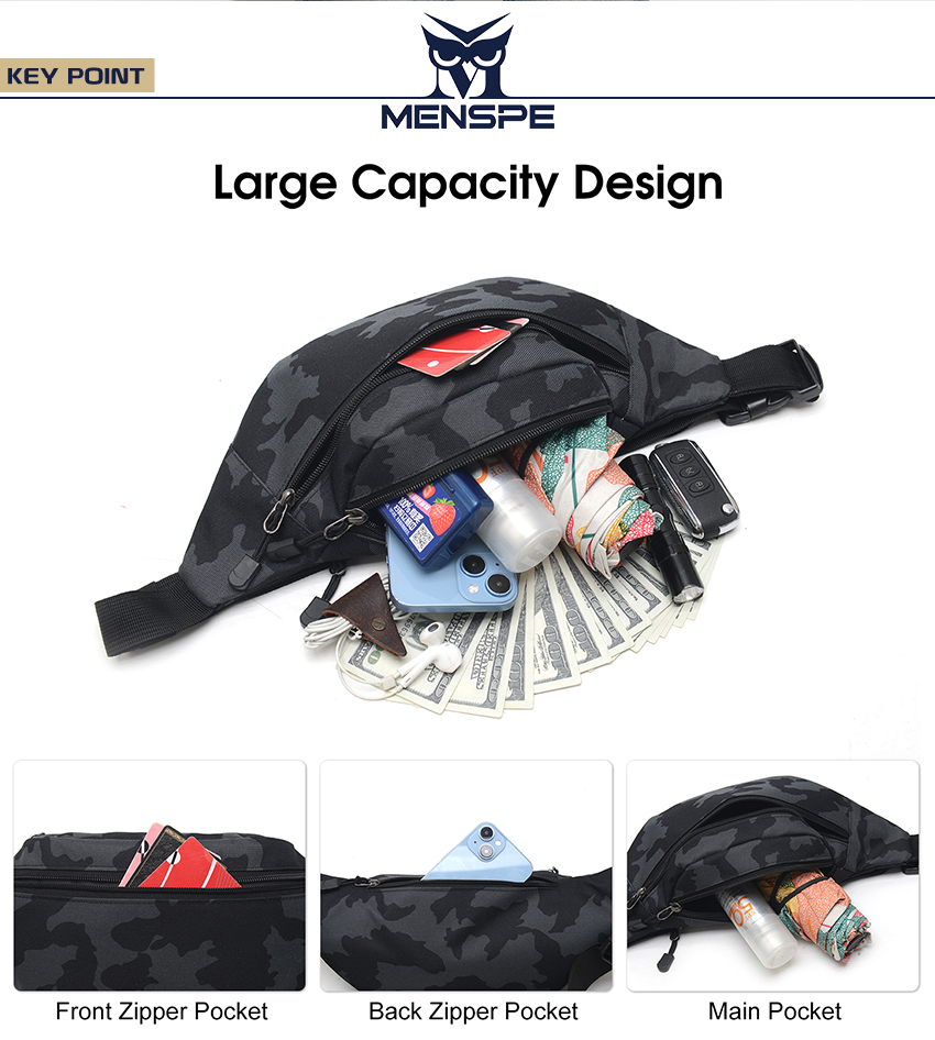 MENSPE Men’s Waist Bag Chest Bag Crossbody Bag Multi-Functional Fitness ...