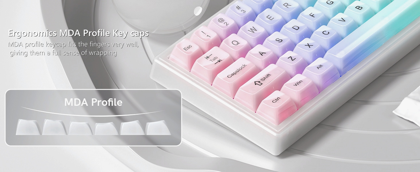 115 Keys MDA Profile Frosted Matte White Keycaps PC Double Shot Key ...