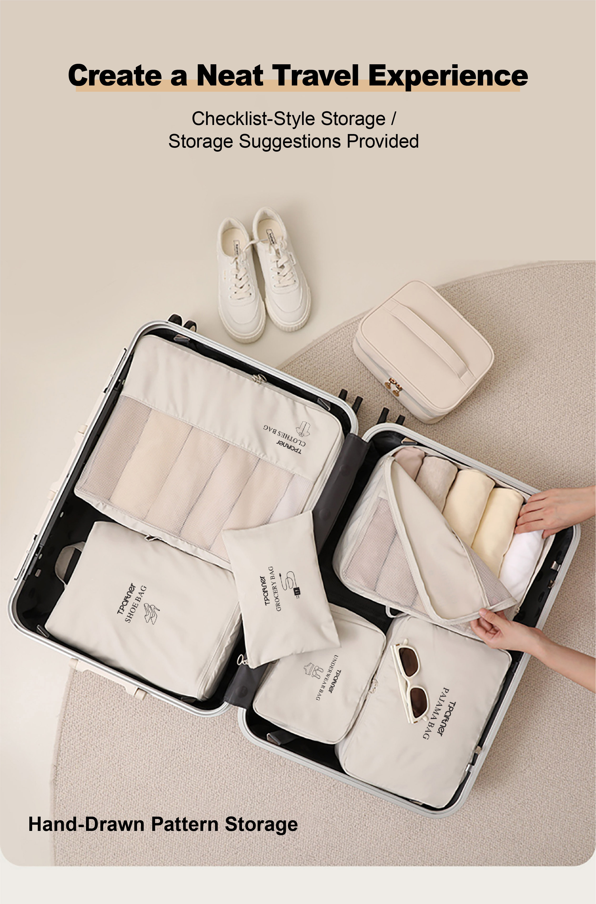 T.Partner Travel Storage Set Luggage Maleta Packing Organizer Storage ...