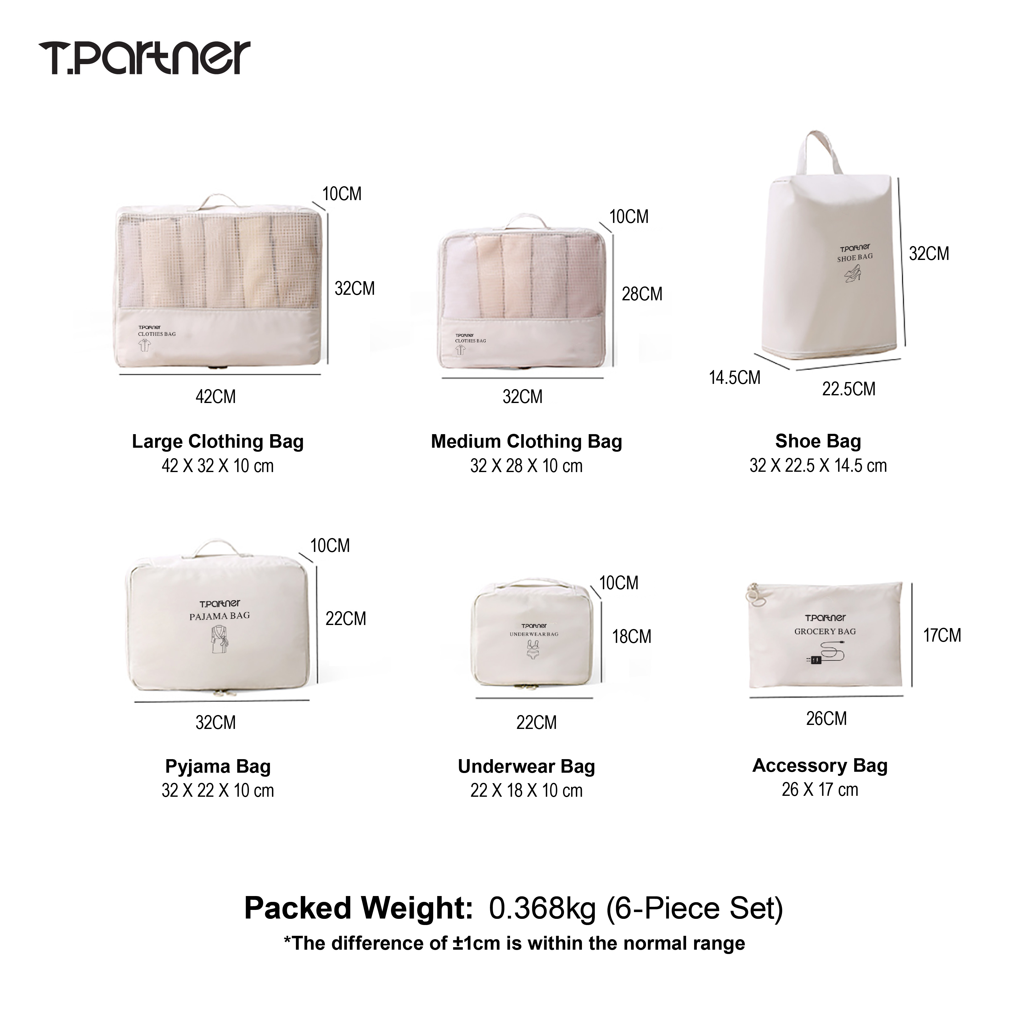 T.Partner Travel Storage Set Luggage Maleta Packing Organizer Storage ...