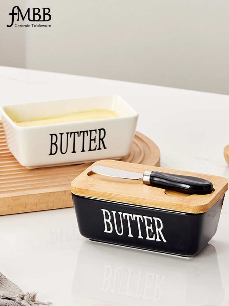 fMBB Butter Box with Lid and Knife / Airtight Covered Butter Keeper ...