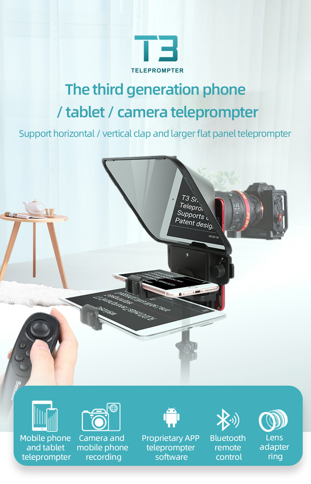 Bestview T3 Big Screen Prompter Professional Interview Teleprompter ...