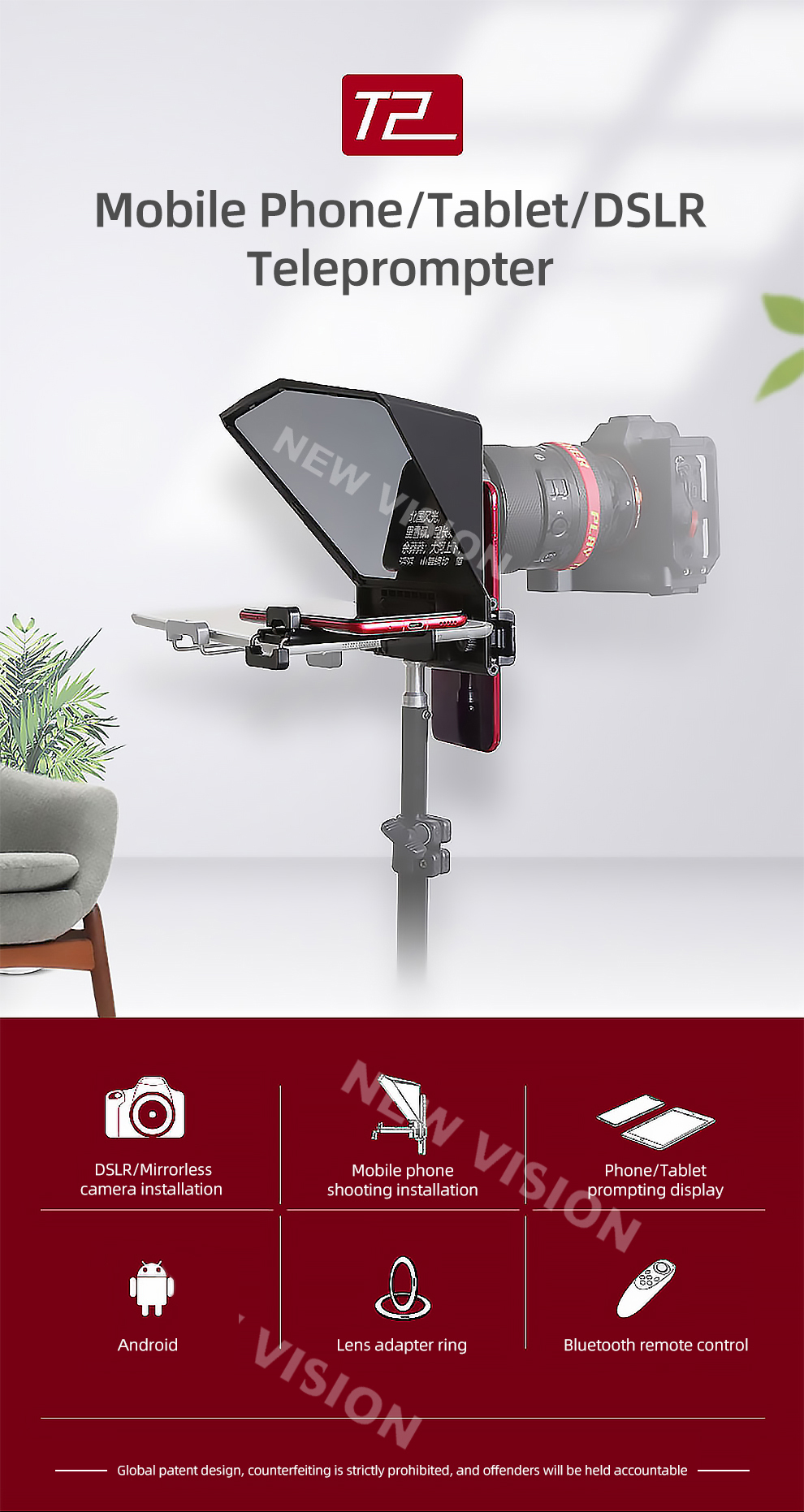 Bestview T2 Big Screen Prompter Professional Interview Teleprompter ...