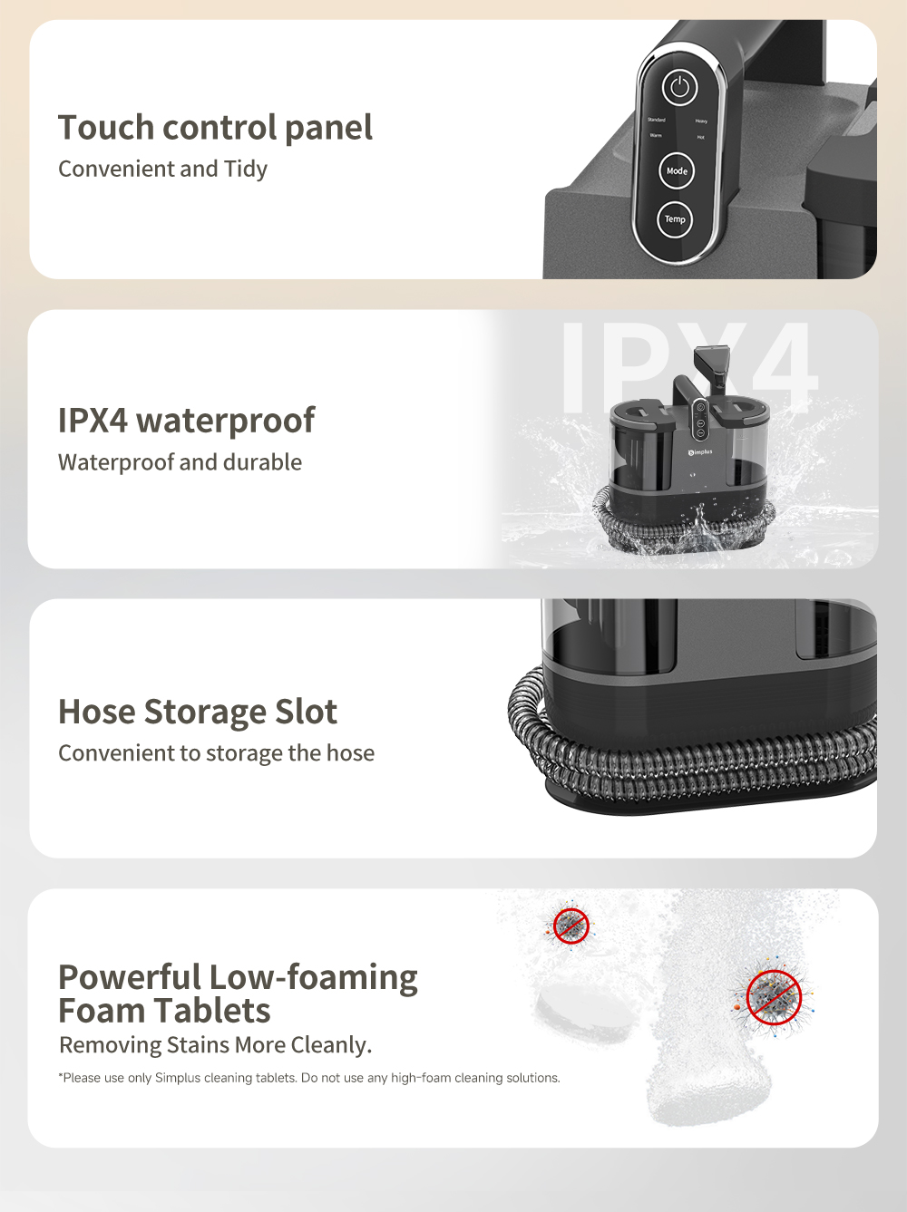 Simplus Wet and Dry Vacuum Cleaner for Carpet Sofa Multi-Purpose Fabric ...