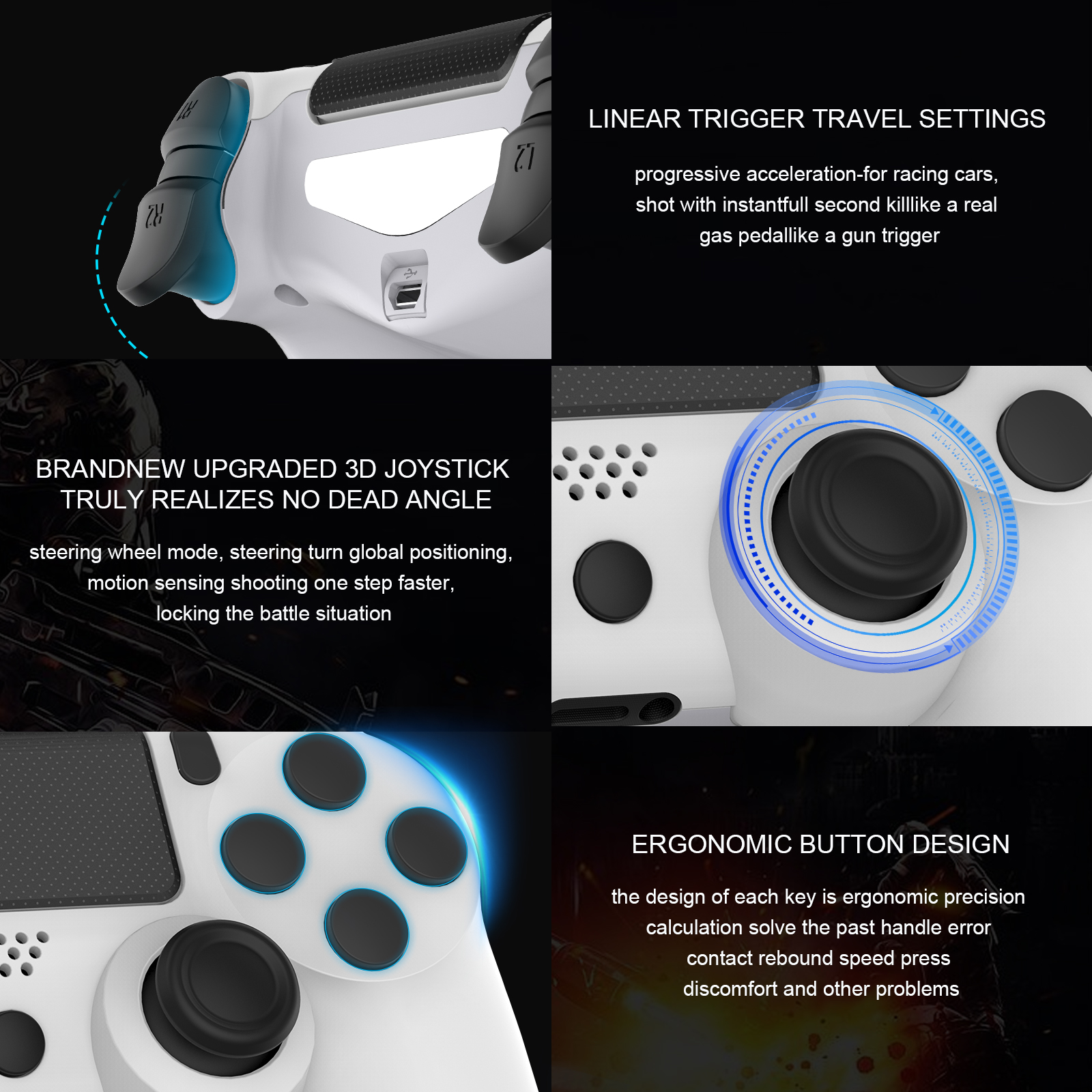 Bluetooth Wireless Game Controller Vibration Gamepad Joystick for PC ...
