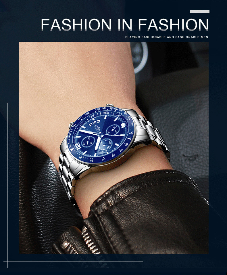 ZUNPAI Watch For Men Original Waterproof Stainless Steel Silver Analog ...