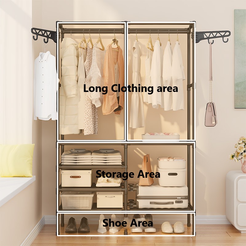 3 Row Hanger Rack Cabinet Clothes Hanger Bedroom Open Combination ...