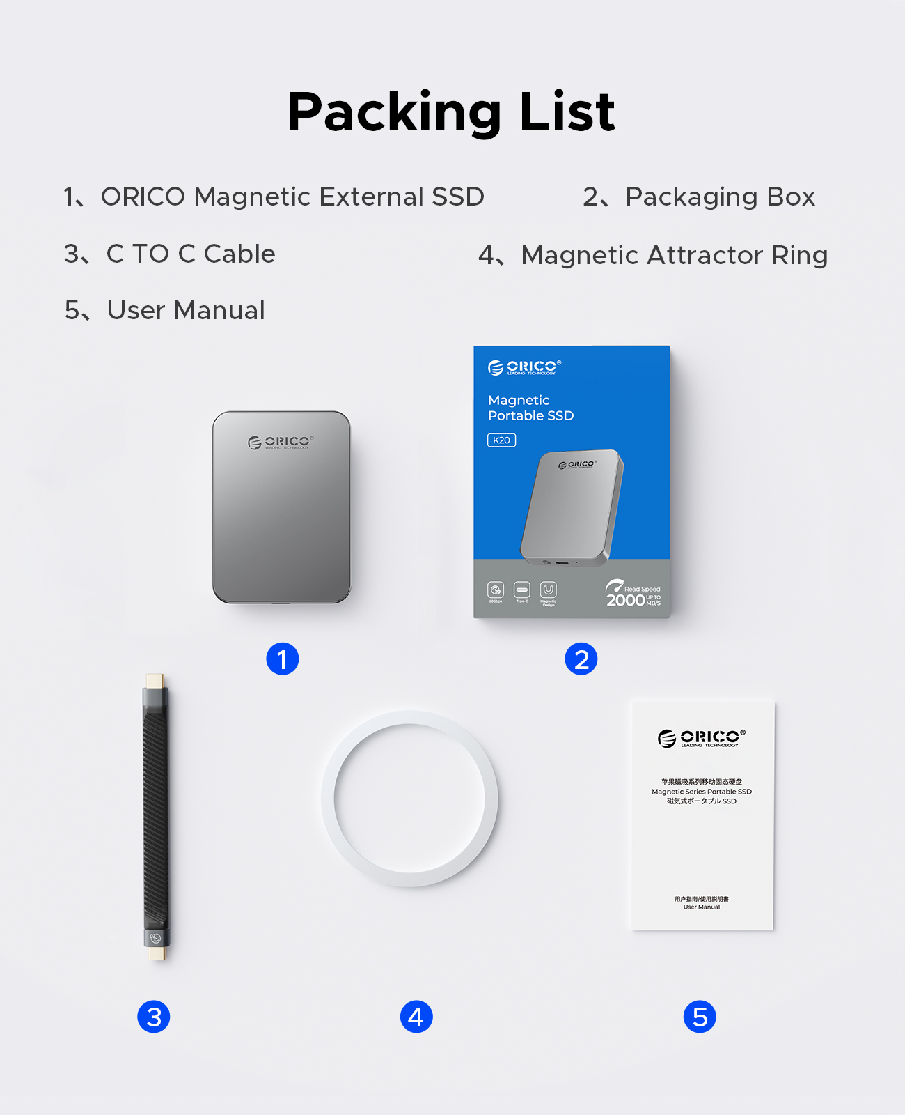 ORICO 1TB Magnetic External SSD Original Type C Portable ssd for iPhone ...