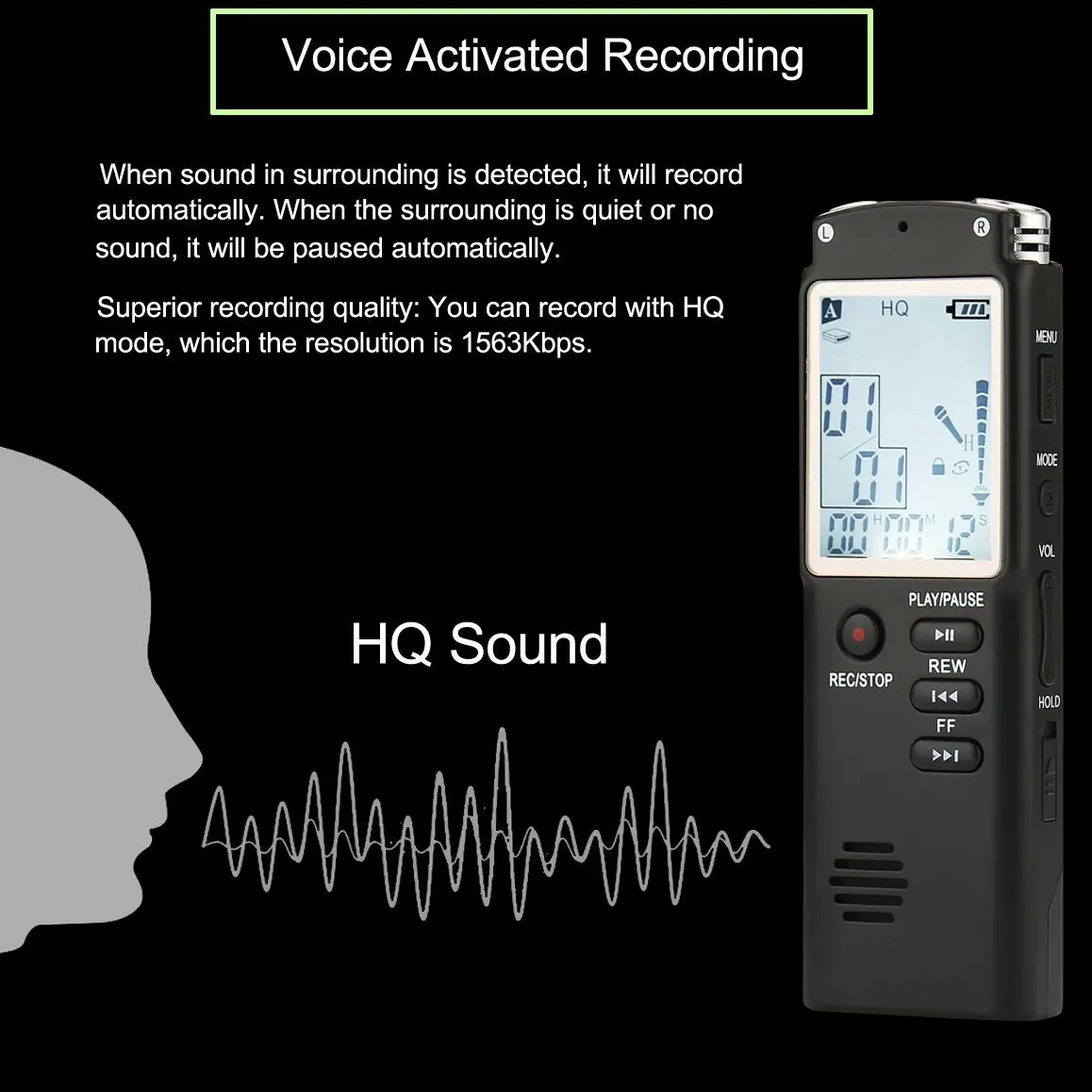 T60 Digital Voice Recorder Mini USB Professional Dictaphone Audio ...