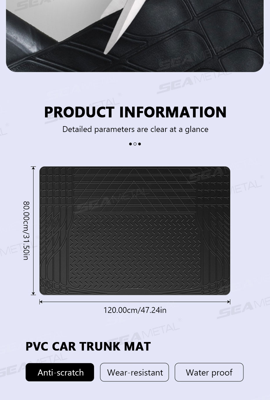 SEAMETAL Universal Car Trunk Tray Mat Car Cargo Rear Liner Boot Matting ...