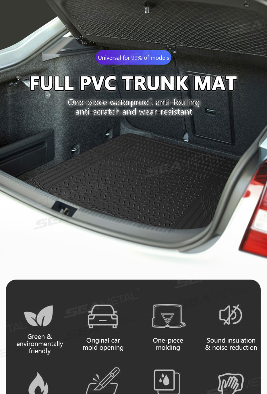 SEAMETAL Universal Car Trunk Tray Mat Car Cargo Rear Liner Boot Matting ...
