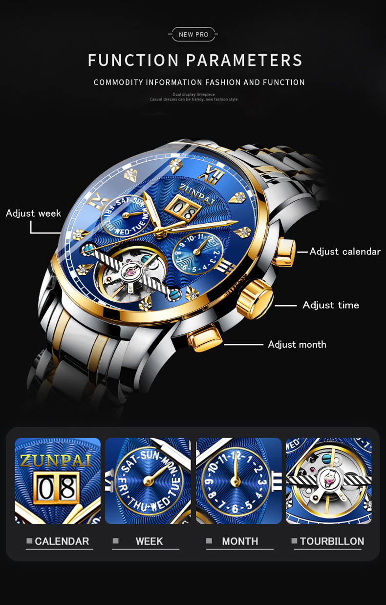 ZUNPAI Automatic Mechanical Wrist Watch for Men Original Branded ...