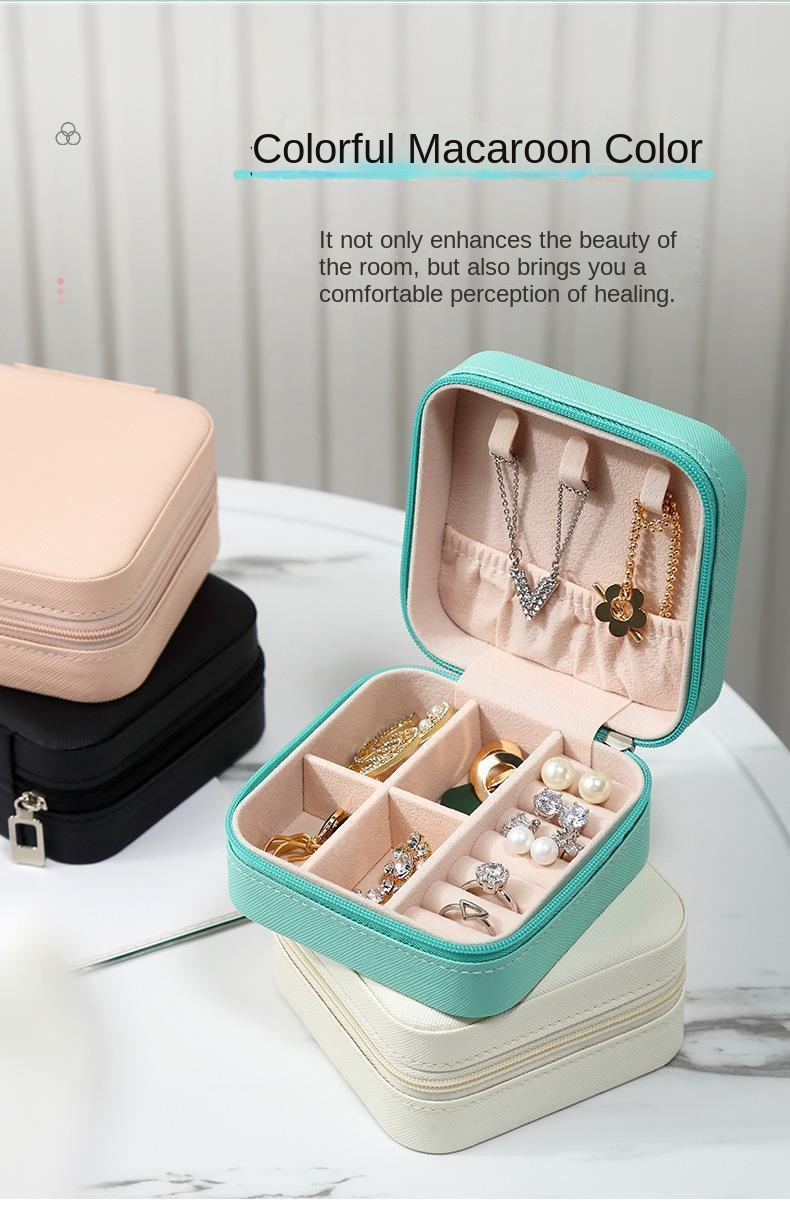 Mini PU Leather Travel Jewelry Box - Simple, Portable, with Ring Stand ...