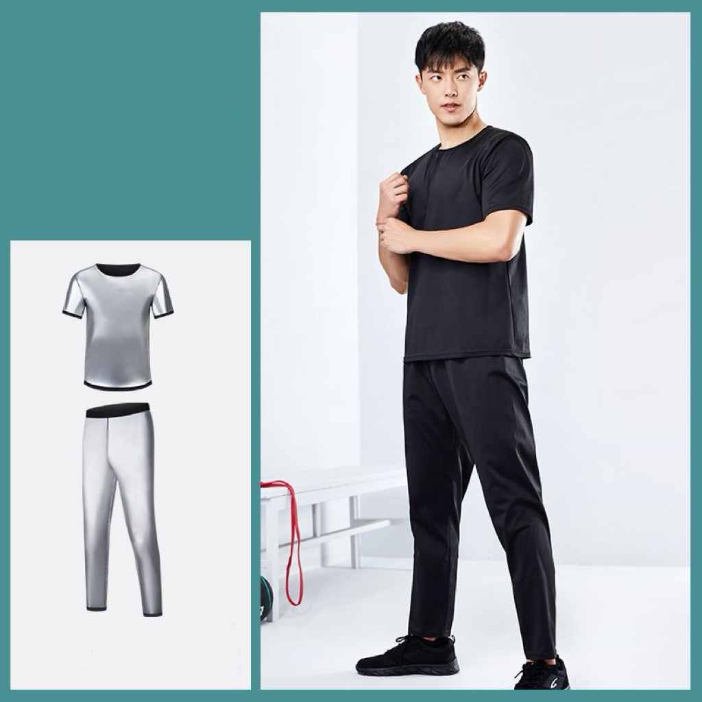 Men Sauna Sweat Suit Jacket For Long Sleeve Fitness Sports Bra Slimming ...