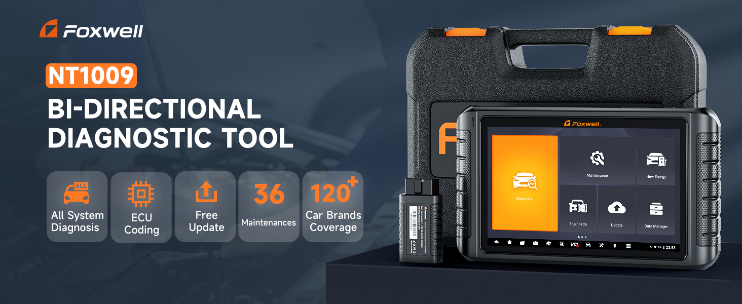 FOXWELL NT1009 Automotive Bi-directional BT OBD2 Scanner Full System Diagnostics ECU Coding Tool ...