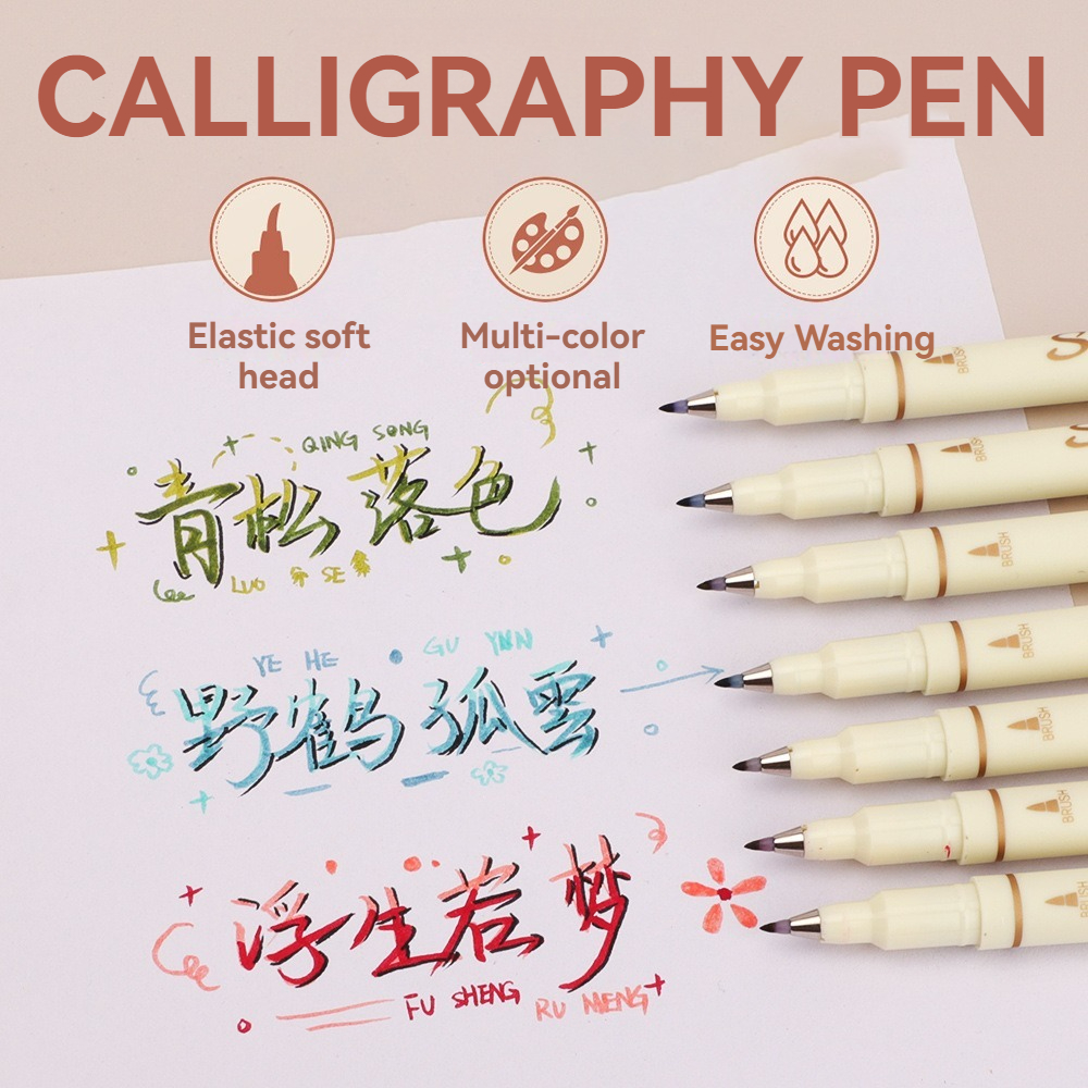 3 Pieces Set Soft Head Soft Drawing Pen Student Calligraphy Pen Colored ...