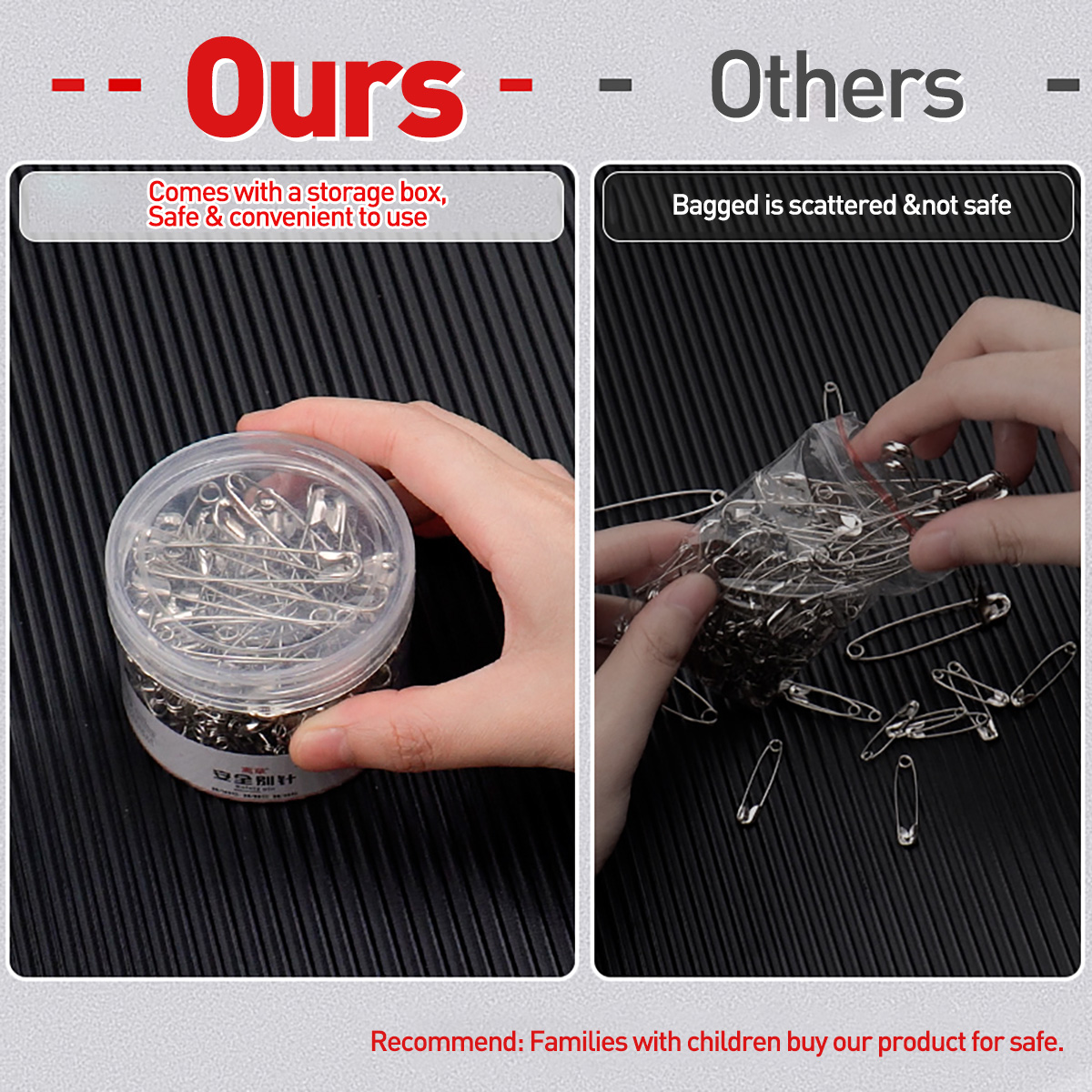 Extra Large Safety Pin Perdible Pins PUSHPIN PERDIBLE 3Size Silver ...