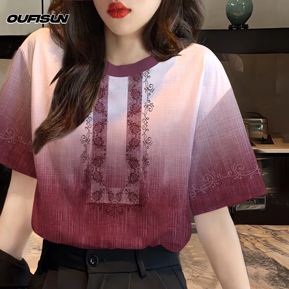 2025 Asean Attire For Women Ethnic Style T-Shirt For Women's Gradient ...