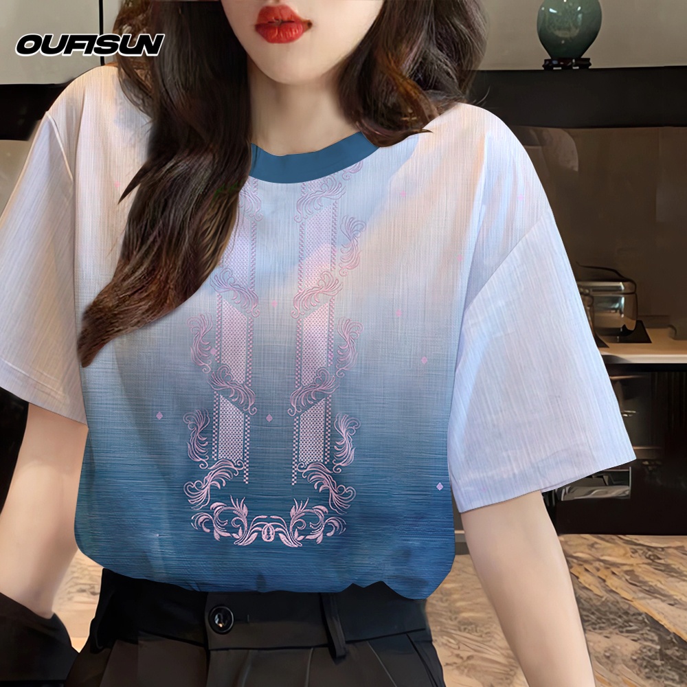 2025 Asean Attire For Women Ethnic Style T-Shirt For Women's Gradient ...