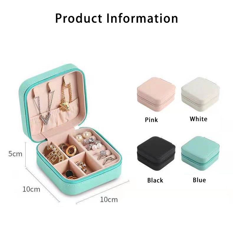 Jewelry Storage Box Zipper Portable Travel Jewelry Box Velvet Jewelry ...
