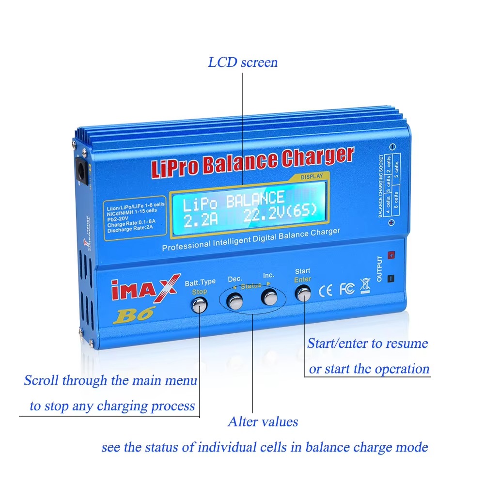 NEEBRC iMAX B6 80W Balance Battery Charger Lipo NiMh Power Supply Li ...
