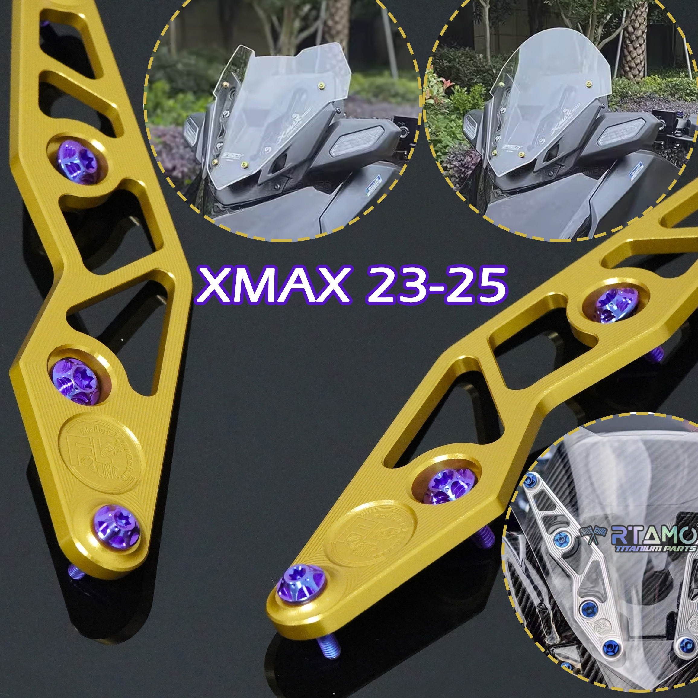 RTAMO Titanium Gr5 Xmax V2 Winshield Xmax 23-25 Connected Aluminum CNC ...