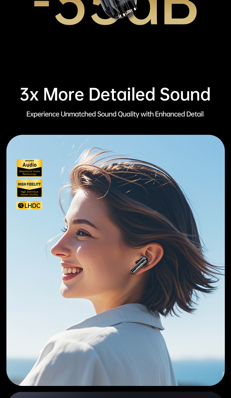 Awei Bluetooth Earphones Smart Touch Screen Bluetooth 5.4 ANC+ENC Noise ...