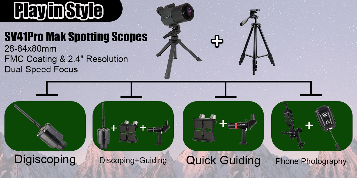 SVBONY SV41 Pro 28-84x80 Portable MAK Spotting Scope With Detachable ...