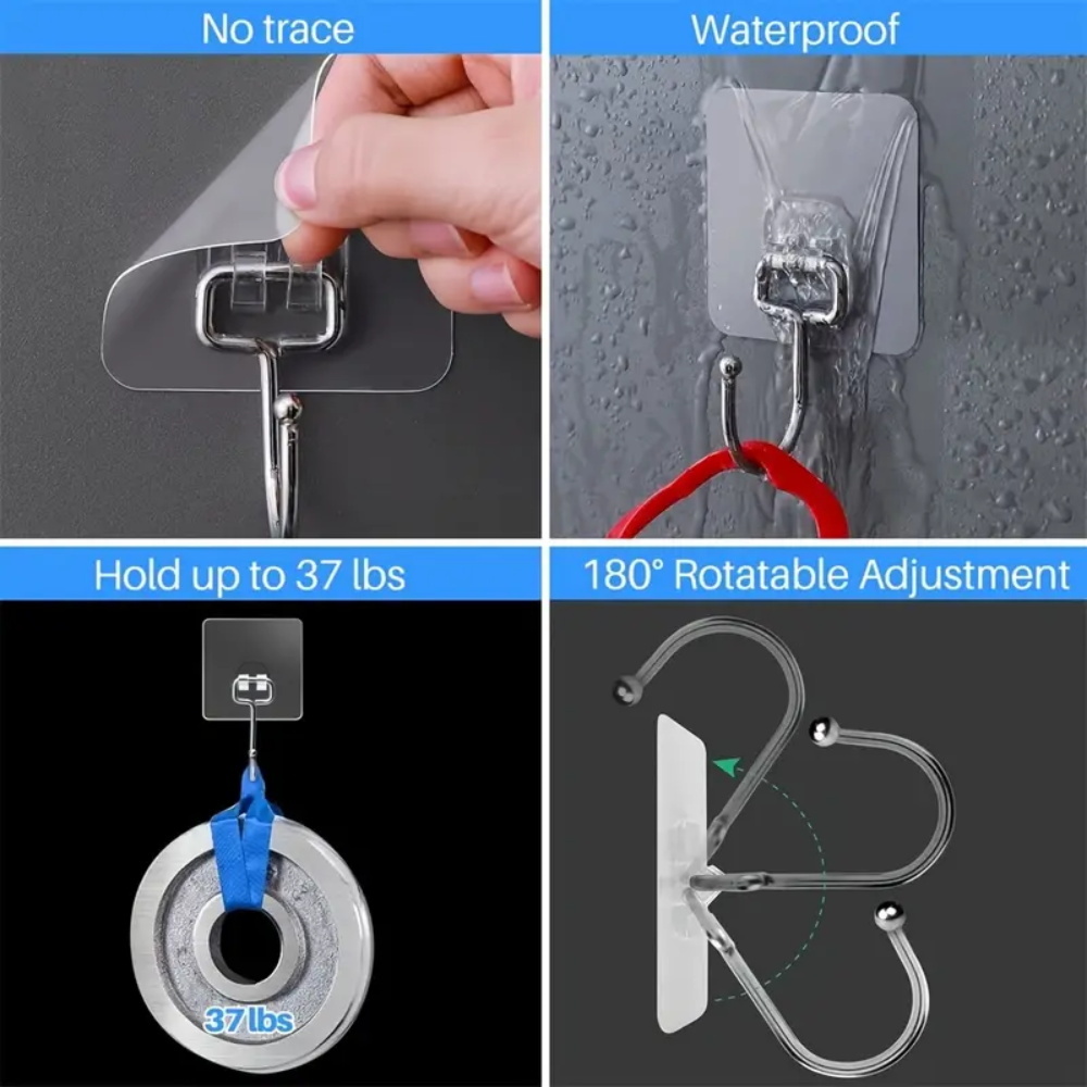 Heavy-Duty Adhesive Hooks for Hanging Heavy Items - Punch Free Self ...