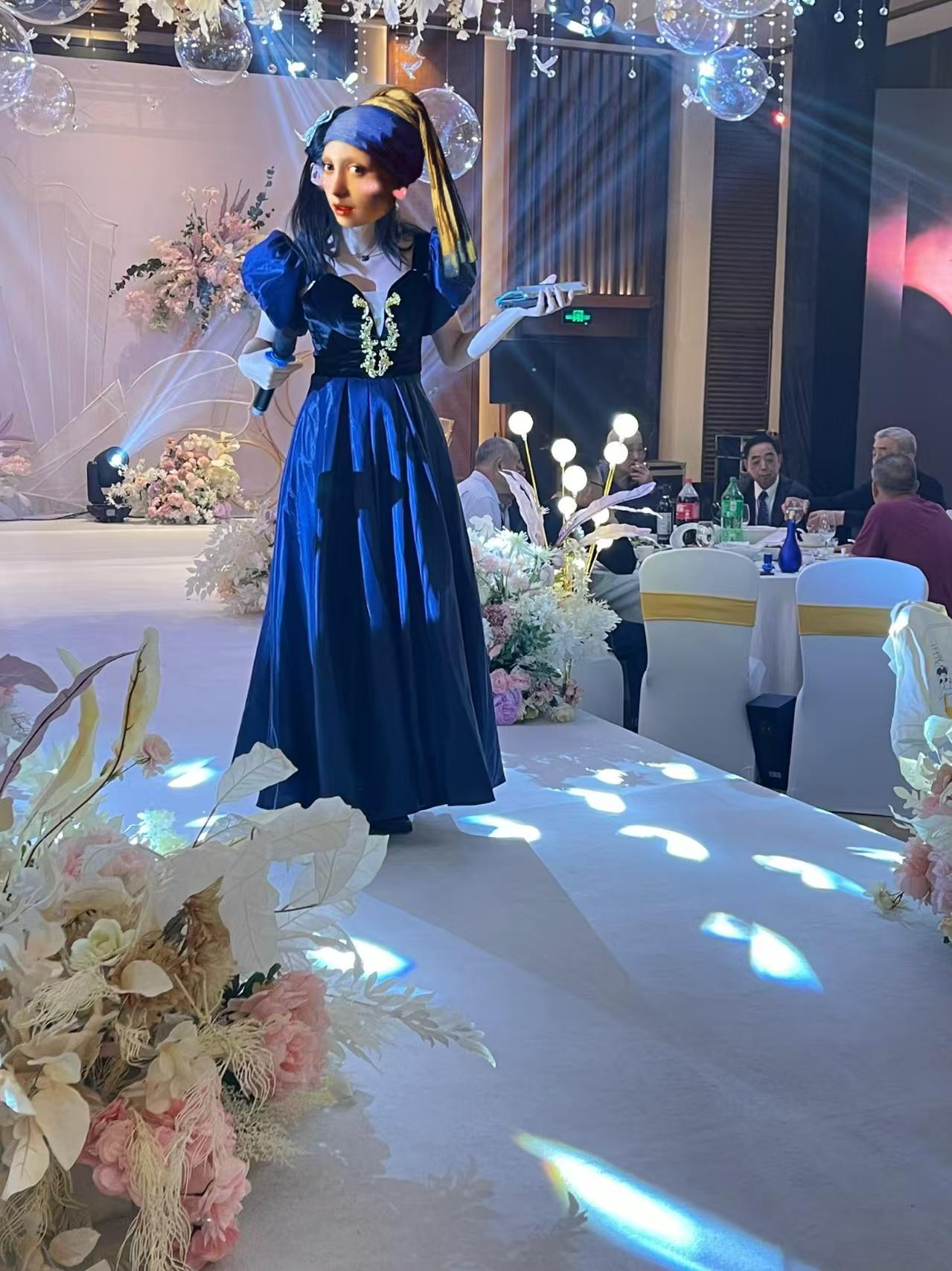 Hawlife Korean Blue Prom JS Ball Evening Civil Wedding Debut Graduation ...
