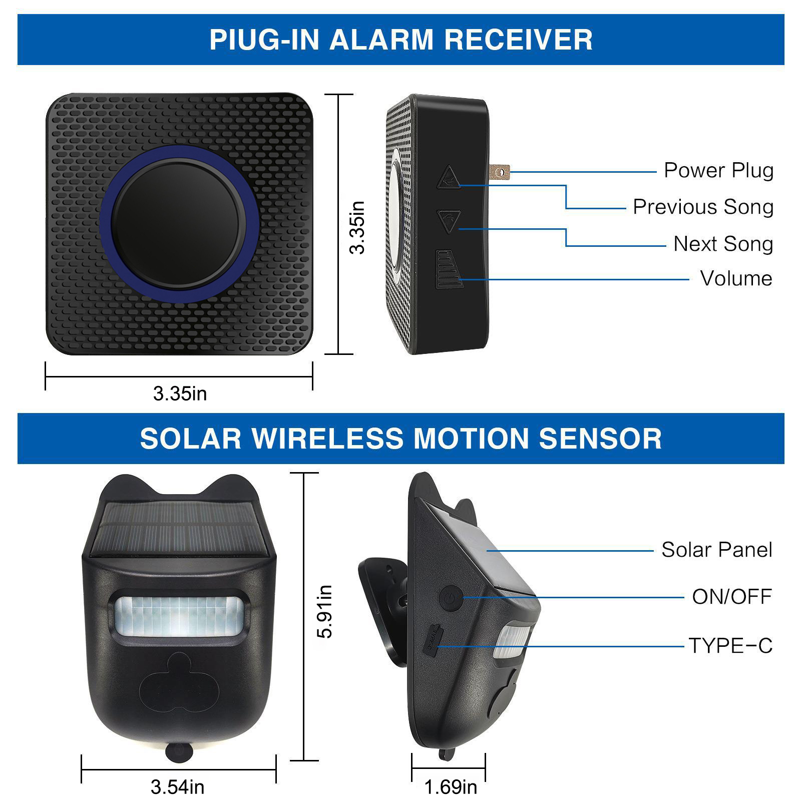 [Ready&COD] Solar Driveway Alarm 984ft Long Range Wireless Driveway ...