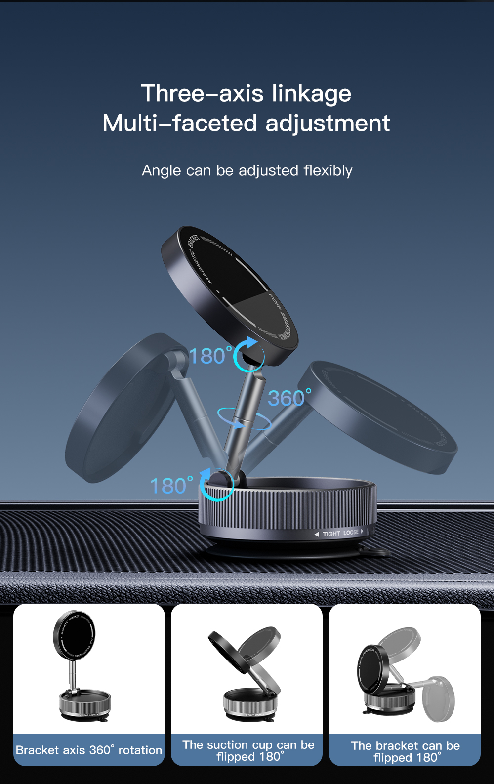 360° Adjustable Vacuum Magnetic Suction Cup Phone Mount, Hands-Free ...