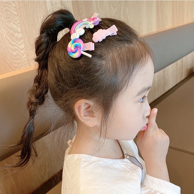 3pcs Hair Clip Set Children Rainbow Hair Clips Cute Candy Hair Clips ...