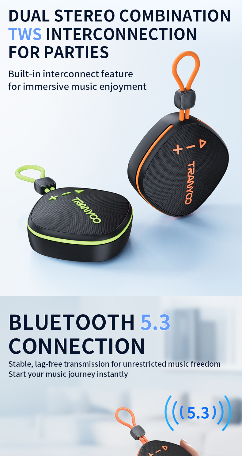 Tranyoo B16 Speaker Bluetooth 5.3 Hi-Fi Stereo Stylish TWS ...