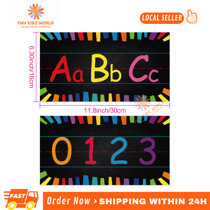 Alphabet Number Educational Poster Set Pre-School Kindergarten ...