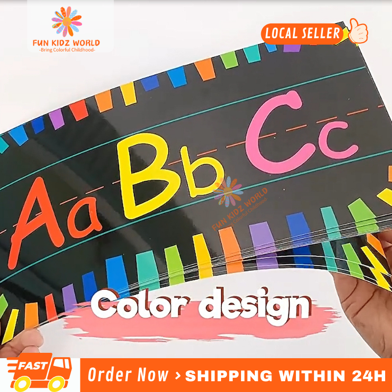 Alphabet Number Educational Poster Set Pre-School Kindergarten ...